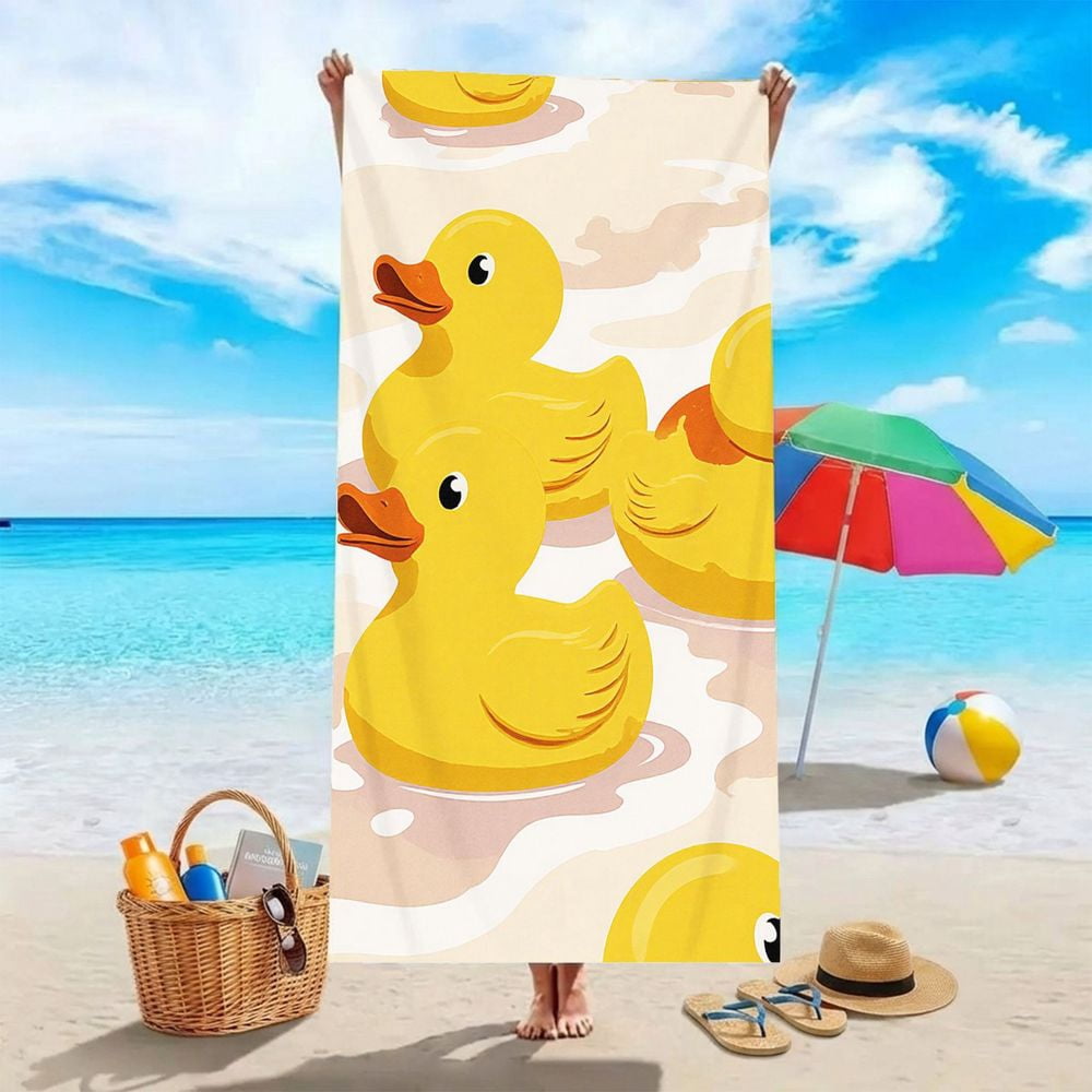1 piece, cute little yellow duck pattern beach towel, suitable for ...