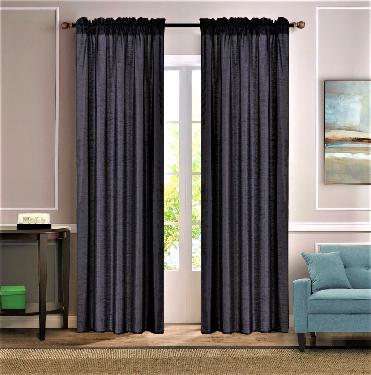 1 piece faux silk solid curtain drapes semi sheer see thru panels with ...