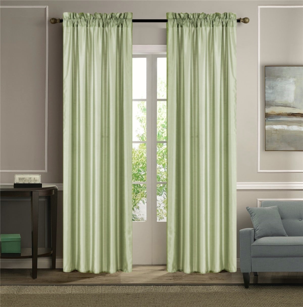 1 piece faux silk solid curtain drapes semi sheer see thru panels with ...