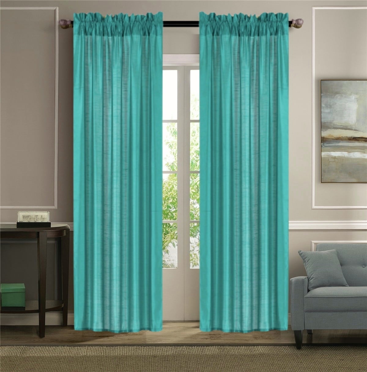1 piece faux silk solid curtain drapes semi sheer see thru panels with ...