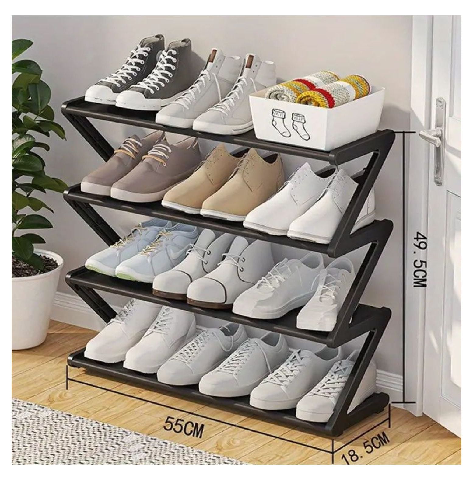1 piece of four layer large Z-shaped shoe rack, easy to assemble ...