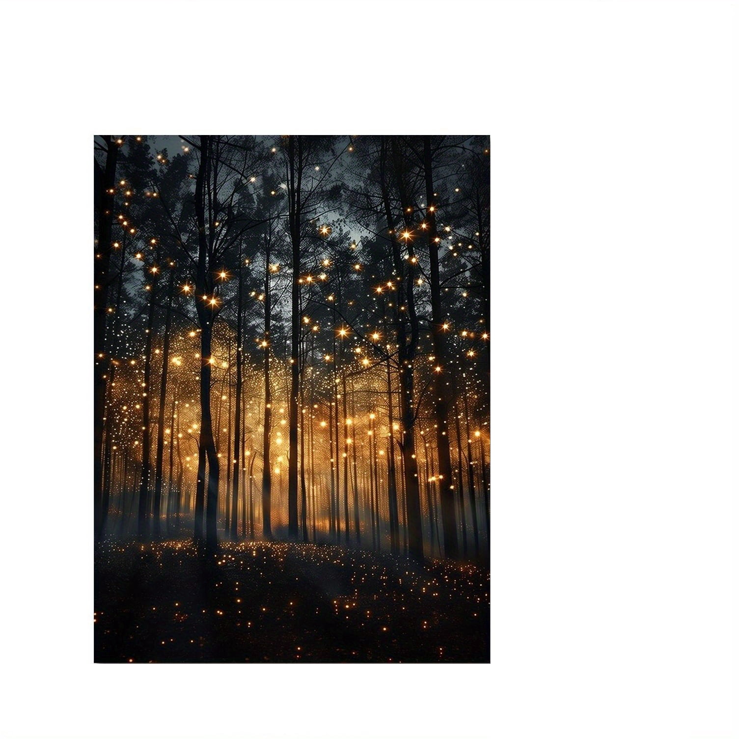 1 piece framed wooden canvas painting, charming firefly decoration ...