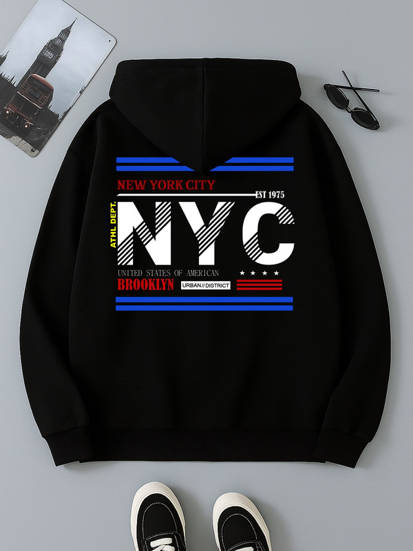 1 piece graphic hoodies funny hoodies men's machine washable black ...