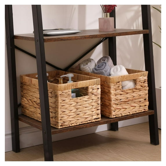 1-piece hand woven natural water hyacinth rectangular storage basket ...