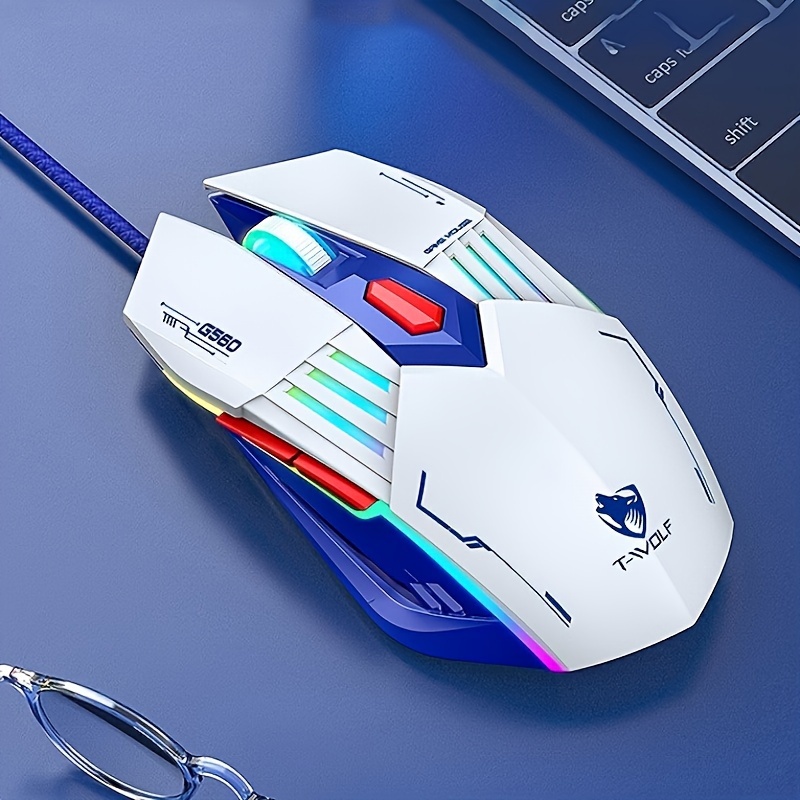 1 piece, mech blue game mouse, wired light, USB, e -sports machinery ...