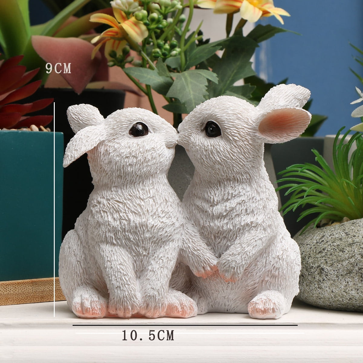 1 piece of kissing couple rabbit ornaments, garden ornaments and ...