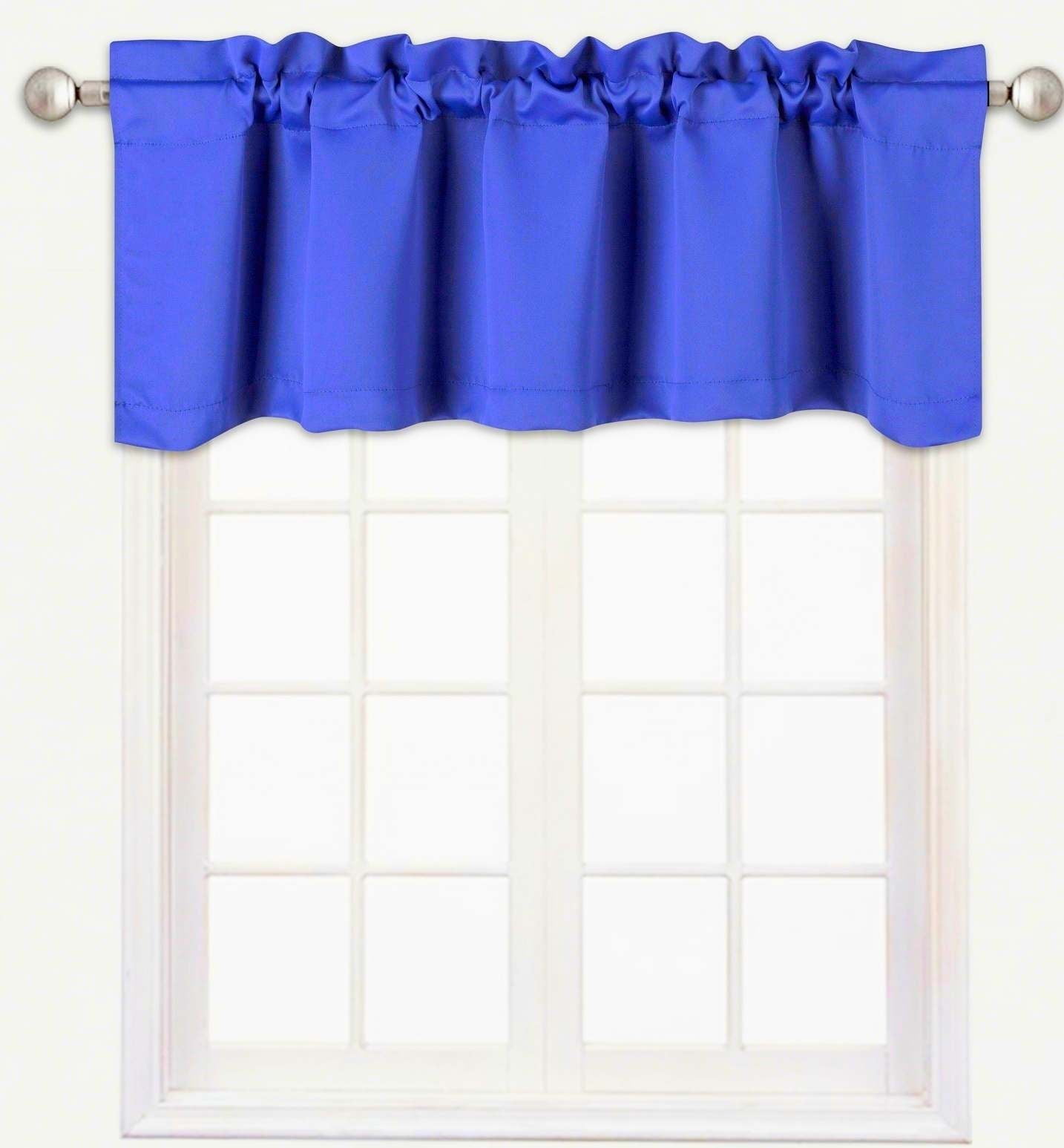 1 piece royal blue valance TVLO-18 blackout thermal tier window ...