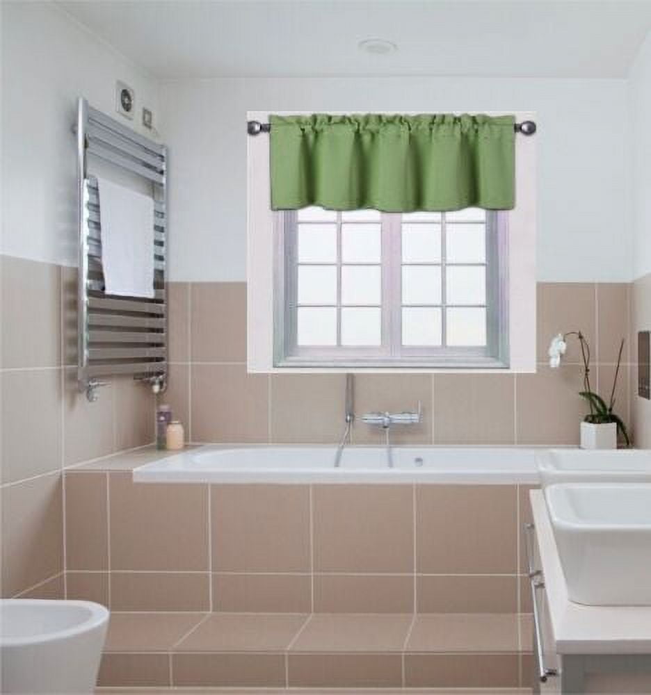 1 piece sage green valance TVLO-18 blackout thermal tier window ...
