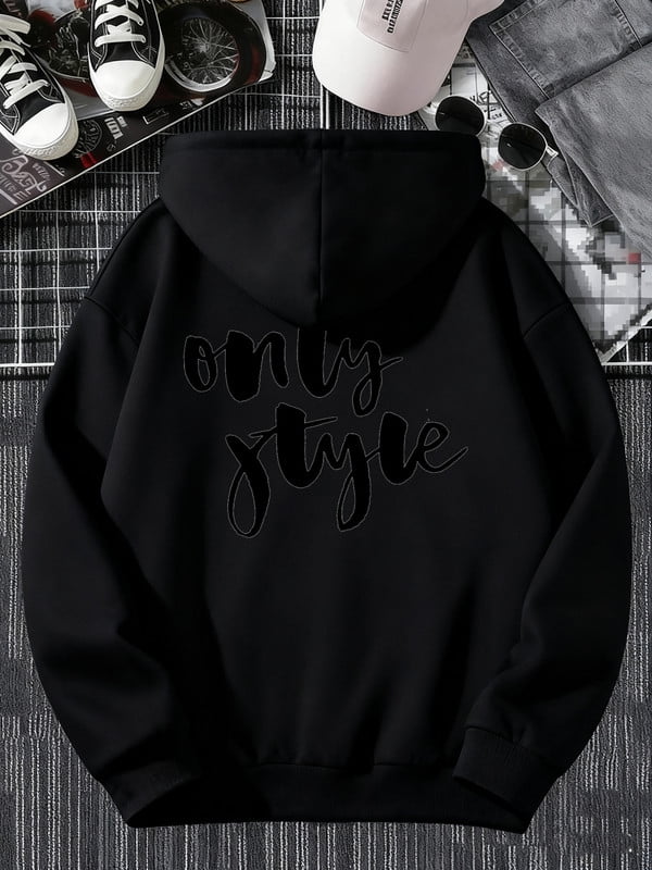 1 piece sweatshirt sweatshirt men's machine washable black Casual Solid ...