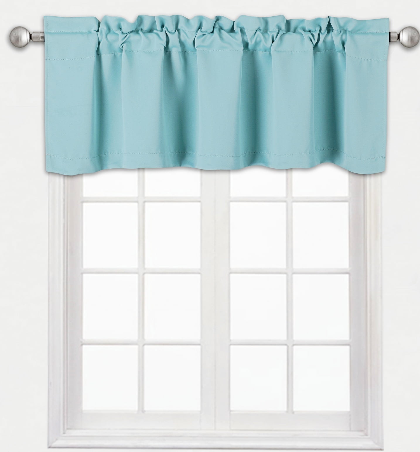 1 piece teal valance TVLO-18 blackout thermal tier window treatment rod ...