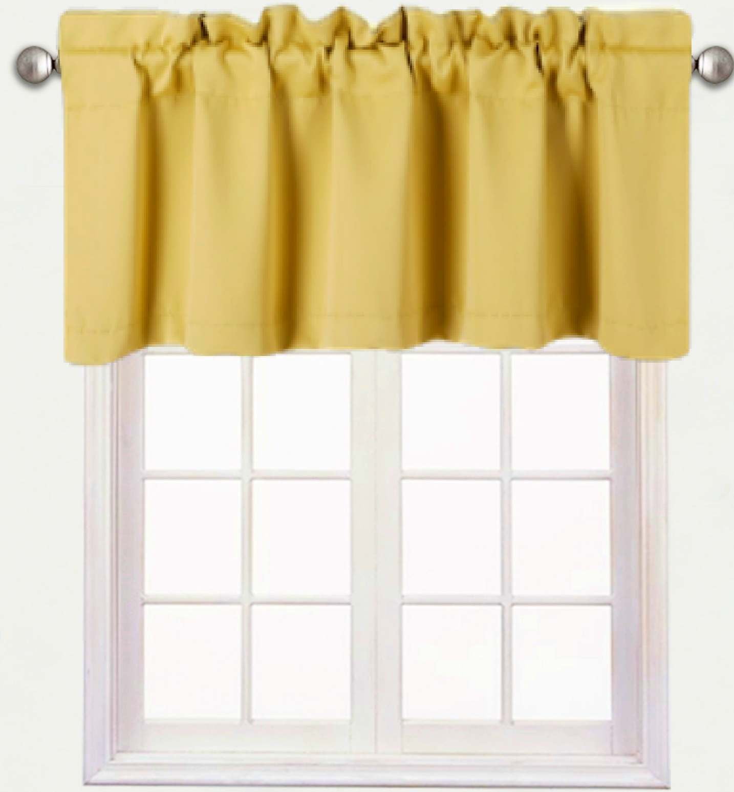 1 piece yellow valance TVLO-18 blackout thermal tier window treatment ...