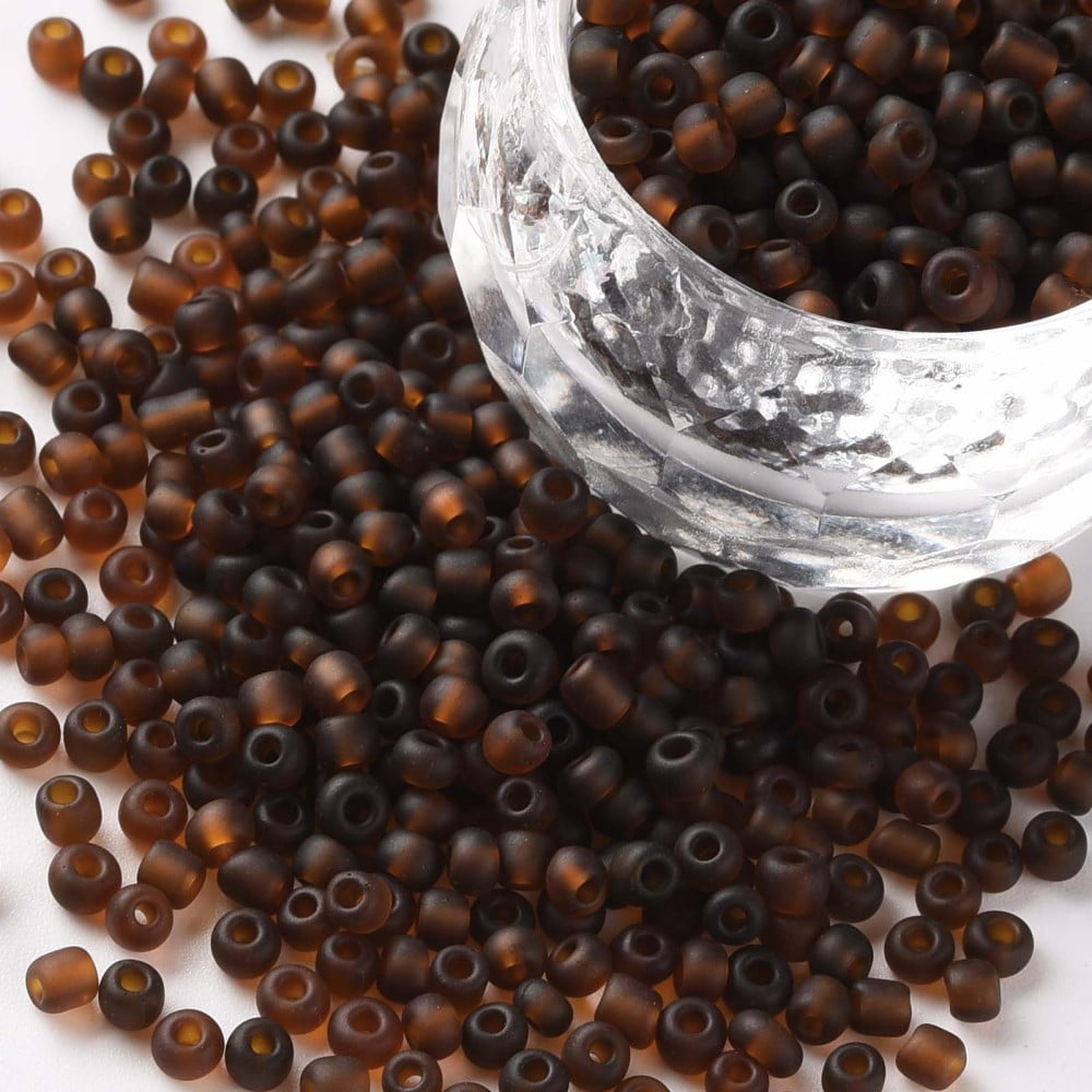 1 pound Glass Seed Beads Frosted colors Round Coconut Brown 3mm Glass ...