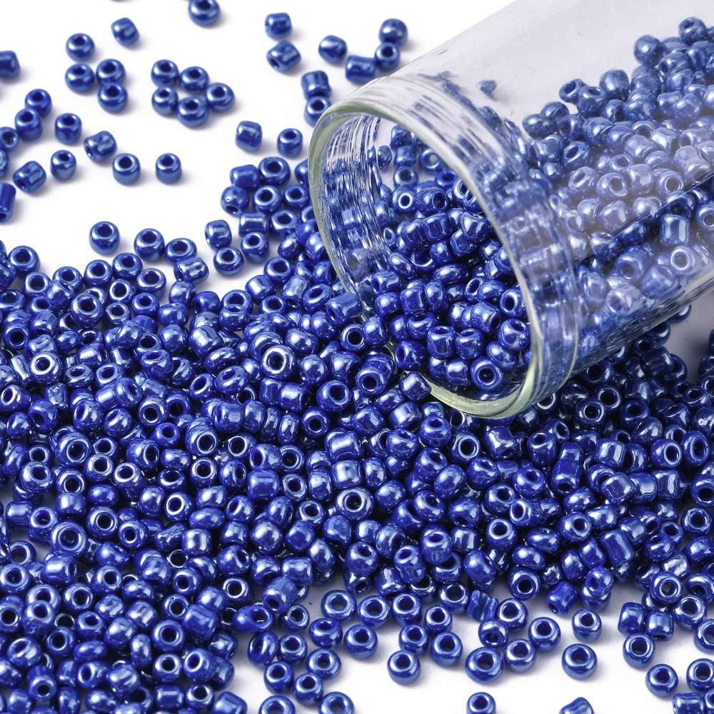 1 pound Glass Seed Beads Opaque colors Lustered Round Blue 2mm Hole ...