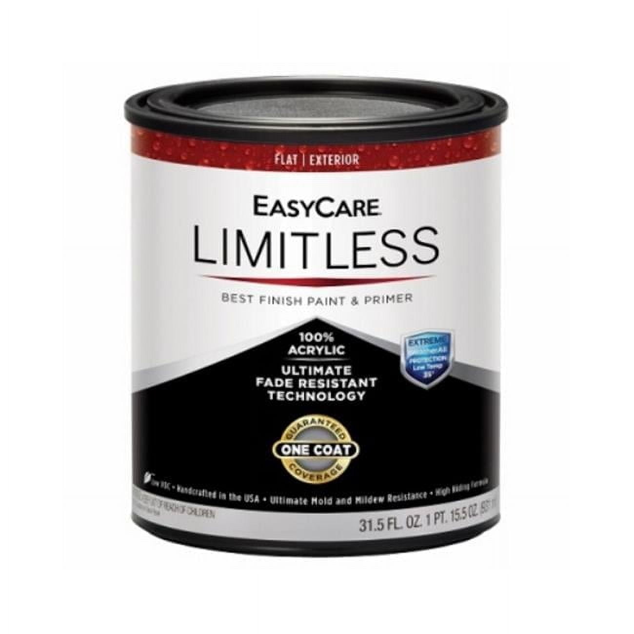 1 qt. EasyCare Limitless Exterior Latex House Flat Paint & Primer, Neutral Base - Pack of 4 ...