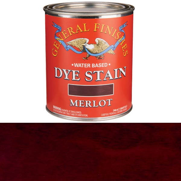 1 qt General Finishes DQT Merlot Dye Stain Water-Based Wood Stain ...