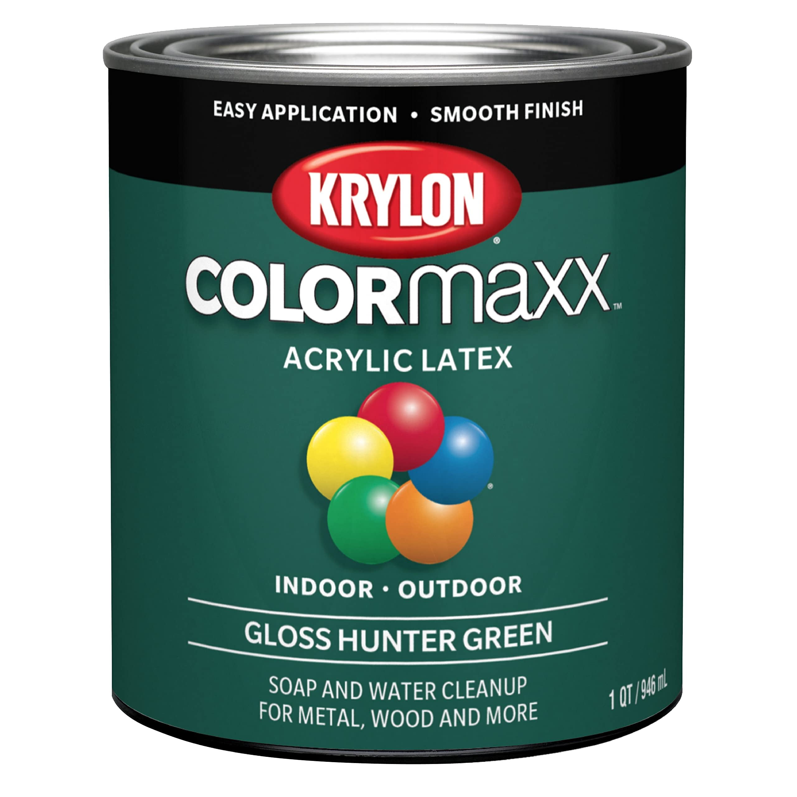 Krylon COLORmaxx Paint & Primer - Gloss, Easy to Clean - 1 qt, Hunter ...
