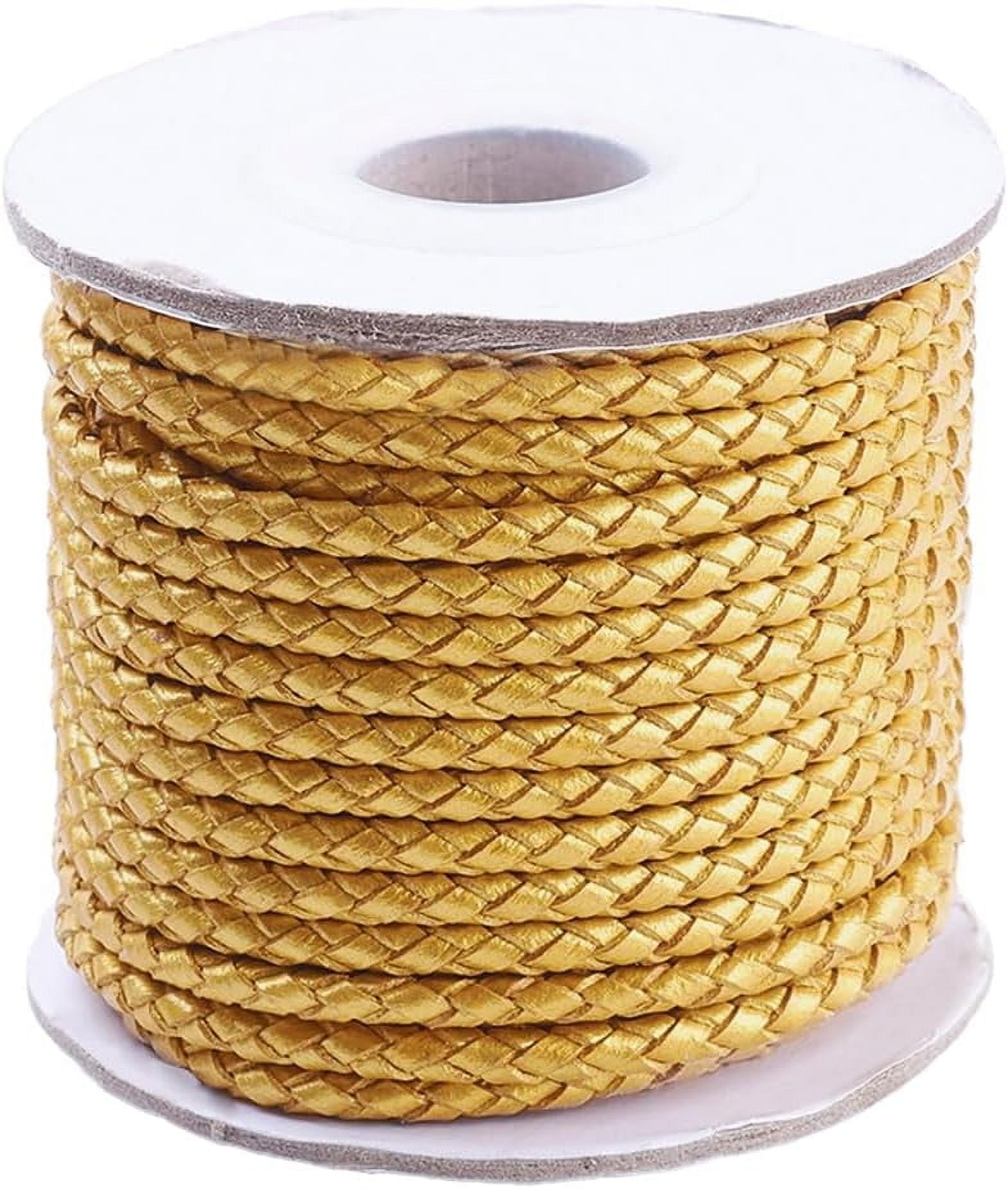1 roll 11 Yards 3MM Gold Round Leather Cord Genuine Real Cowhide String ...