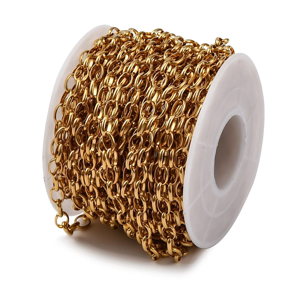 1 roll 304 Stainless Steel Cable Chains Ion Plating(IP) Unwelded with ...