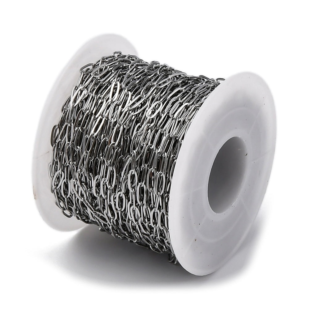 1 roll 304 Stainless Steel Cable Chains Soldered with Spool Stainless ...