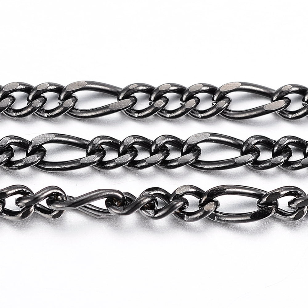1 roll 304 Stainless Steel Figaro Chains Unwelded with Spool Faceted ...