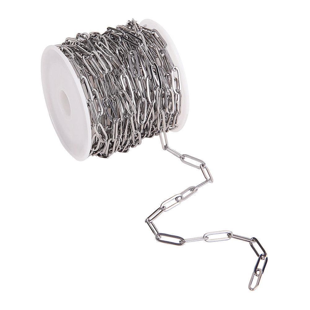 1 roll 304 Stainless Steel Paperclip Chains Drawn Elongated Cable ...