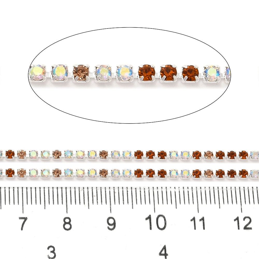 1 roll Rhinestone and Iron Cup Chain with Spool Tangerine 2x2x2mm ...