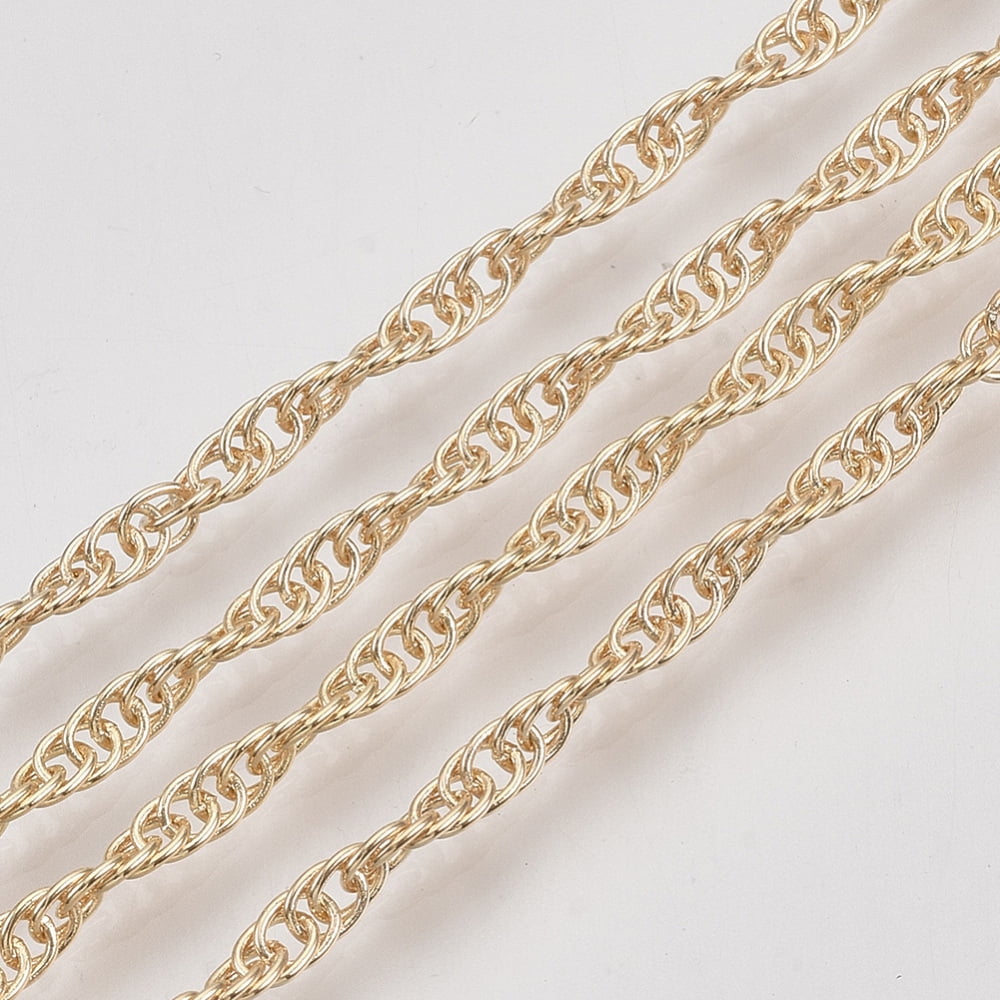 1 roll Soldered Brass Covered Iron Singapore Chains Water Wave Chains ...