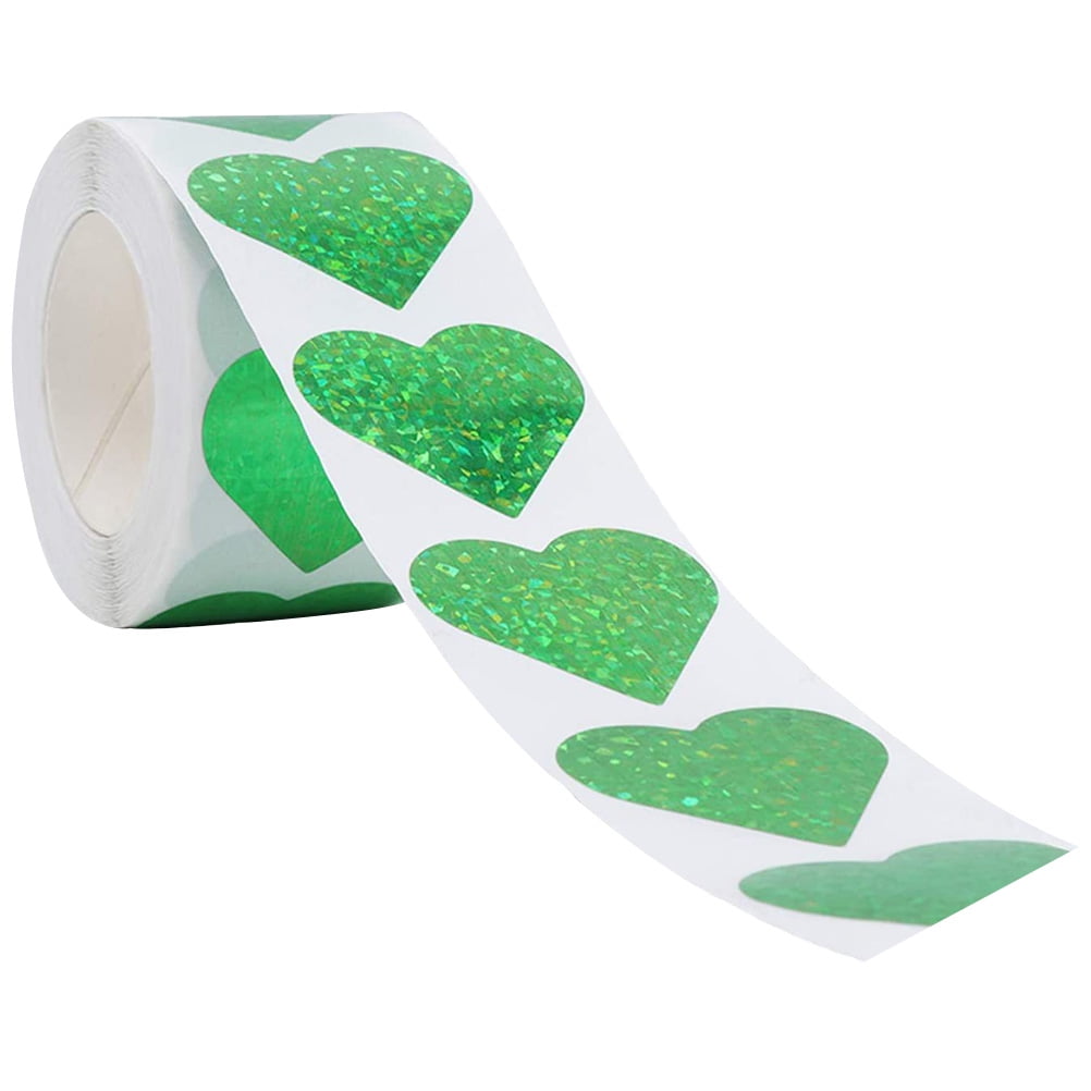 1 roll of Glitter Heart Stickers St. Patricks Day Heart Labels ...