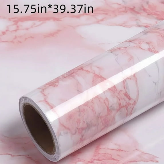 1 roll of self-adhesive pink marble wallpaper, detachable, waterproof ...