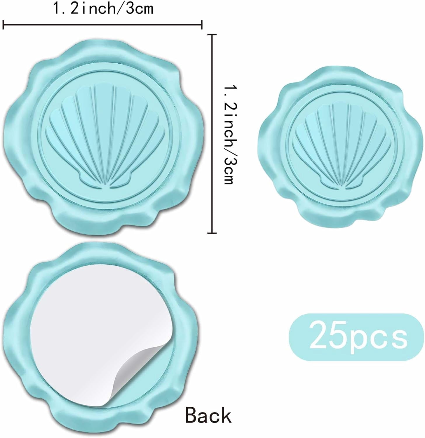 1 set 1 box 25pcs Seashell Wax Stamp Stickers Sea Shell Sealing ...