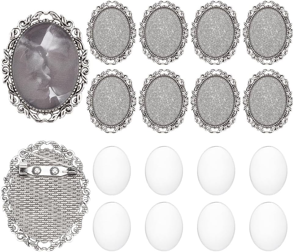 1 set 10 sets Brooch Cabochon Vintage Oval Cabochon Bezel Antique ...