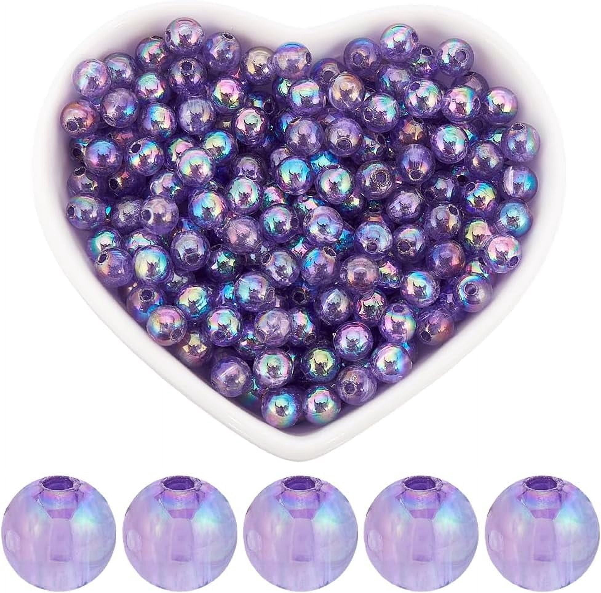 1 set 1000pcs Round Acrylic Beads 6mm Bead Bulk Plastic Purple AB color ...