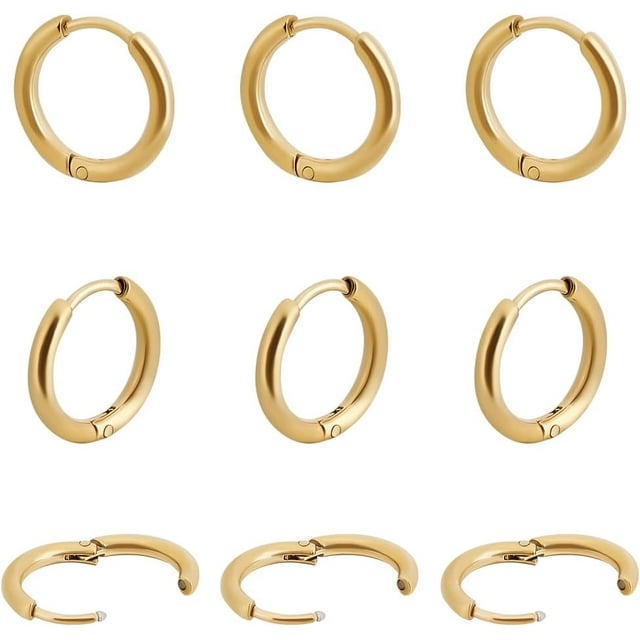 1 set 10Pairs Ion Plating(IP) 304 Stainless Steel Hoop Earrings Manual ...