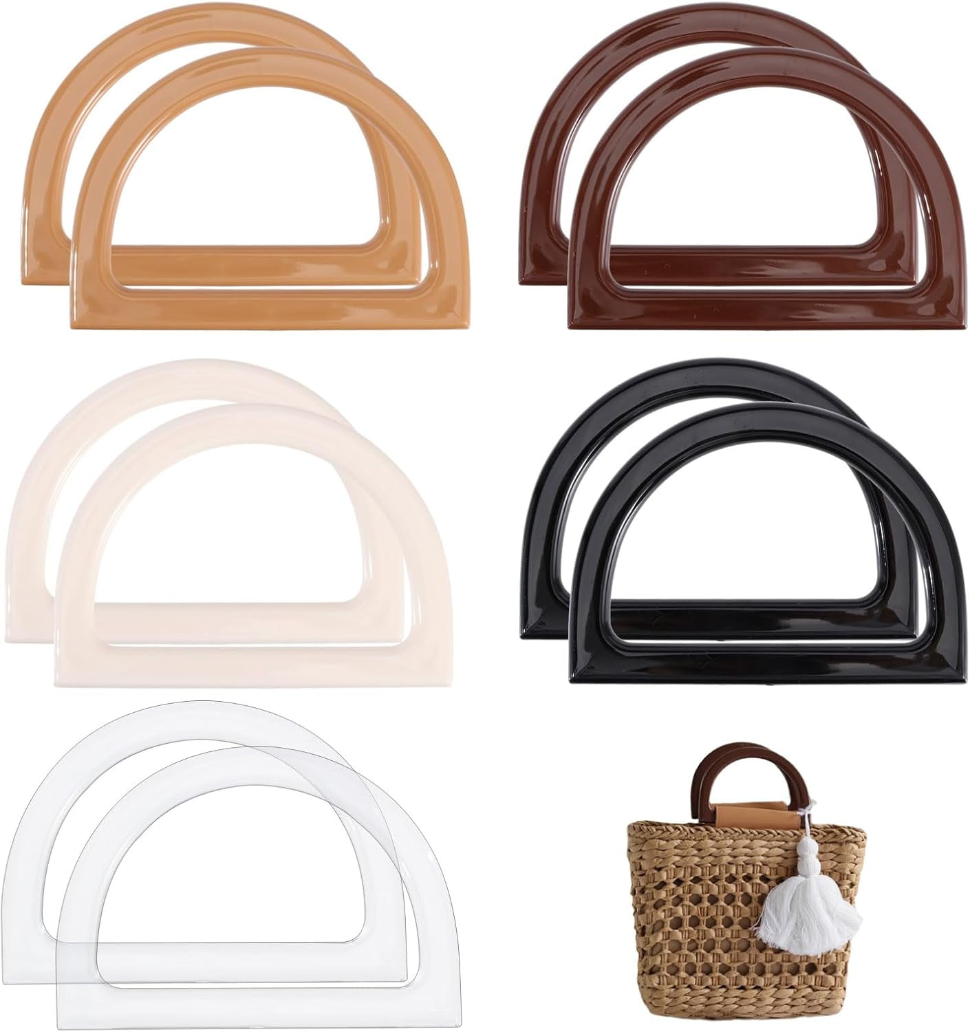 1 set 10pcs 5 colors Resin bag Handles Half Round Mixed color ...