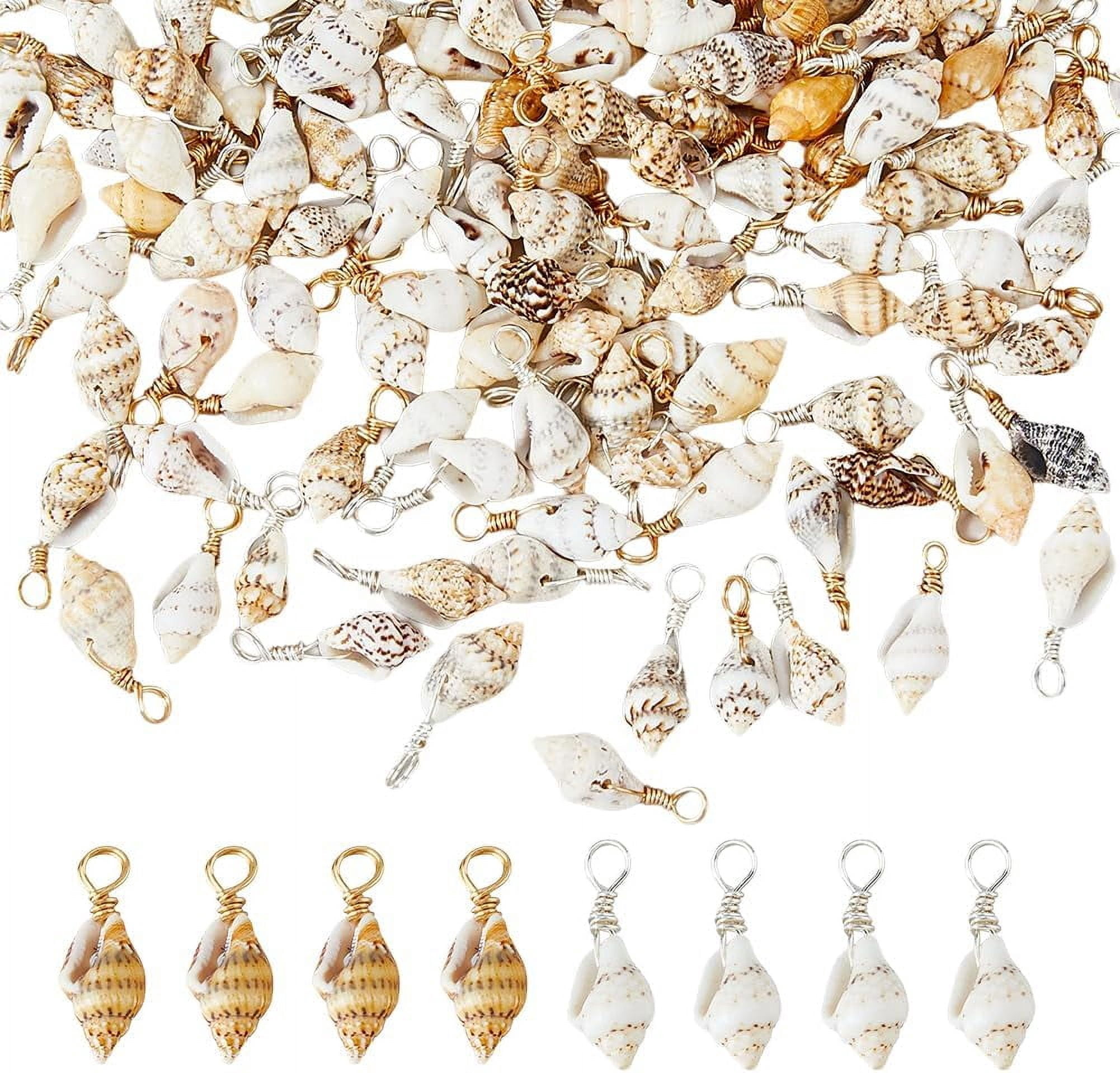 1 set 120pcs 2 colors Copper Wire Wrapped Natural Shell Pendants Shell ...