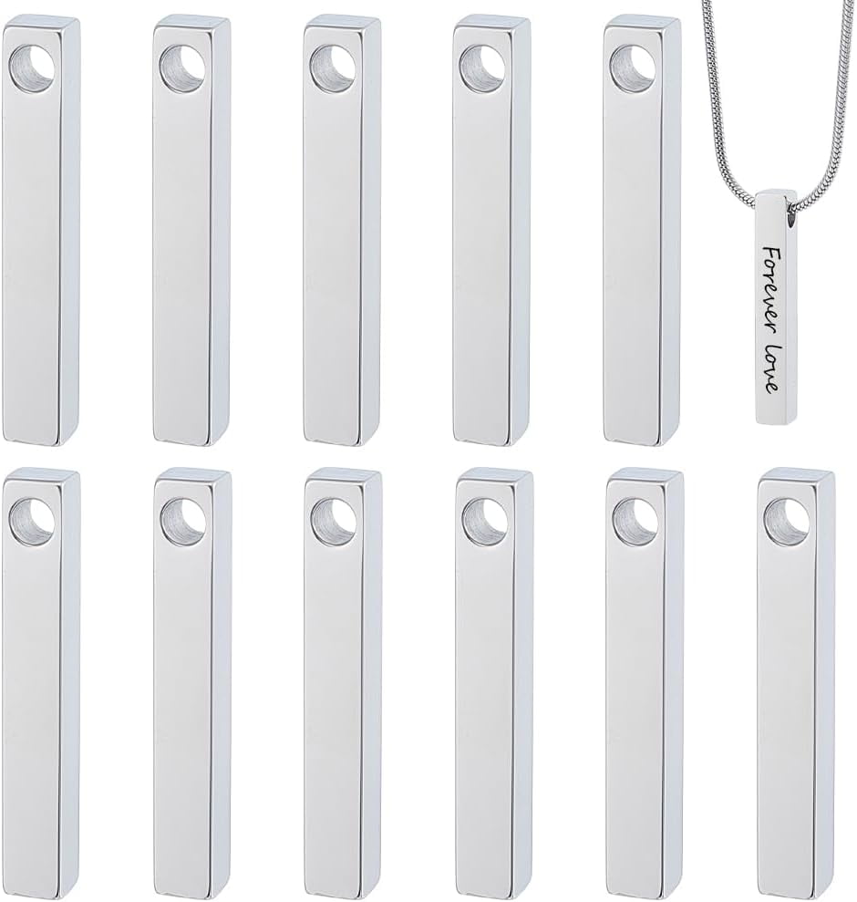 1 set 12pcs Stainless Steel Pendants Rectangle Charm Stainless Steel ...