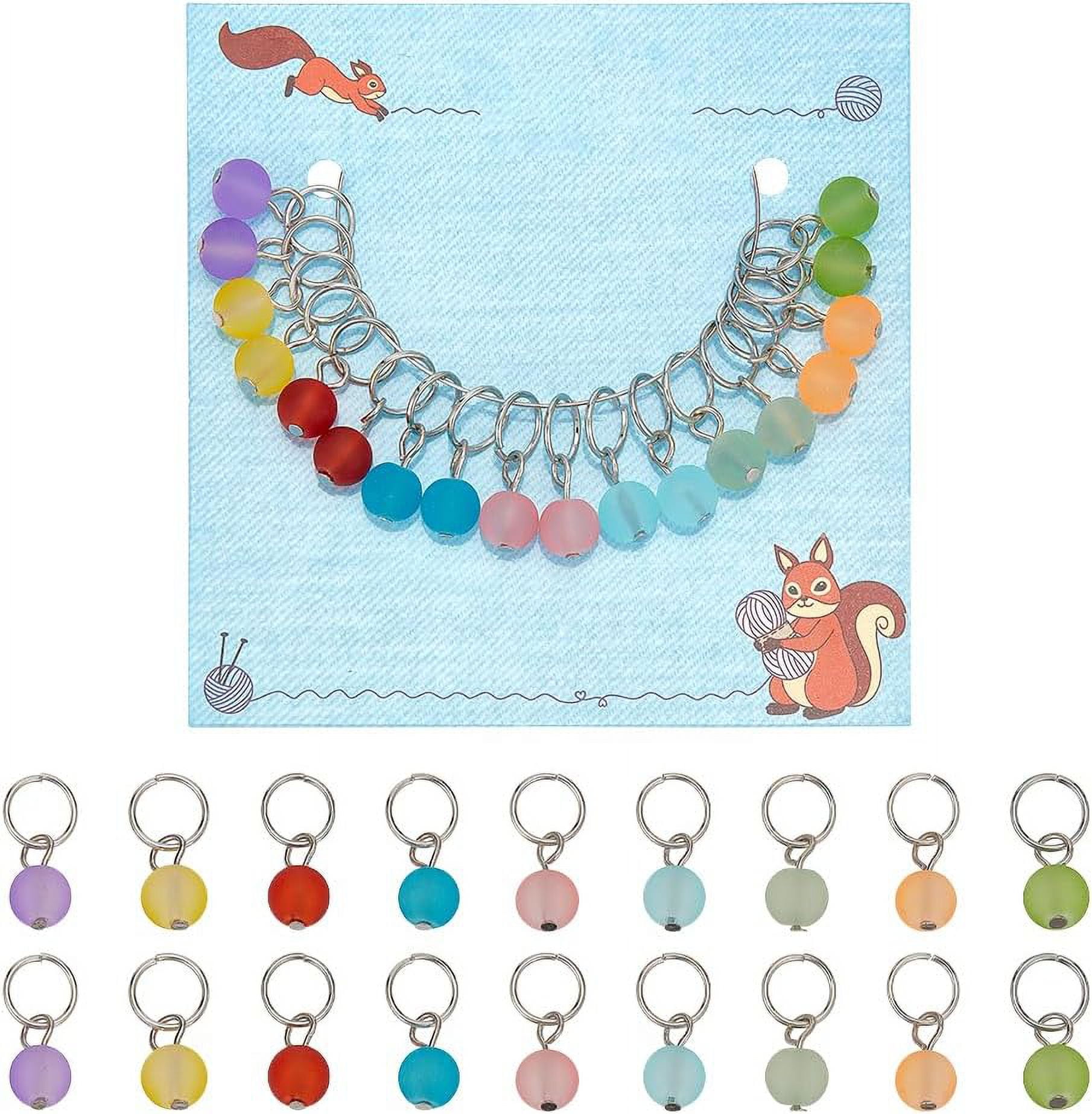 1 set 18pcs 9 colors Round Frosted Glass Pendant Locking Stitch Markers ...
