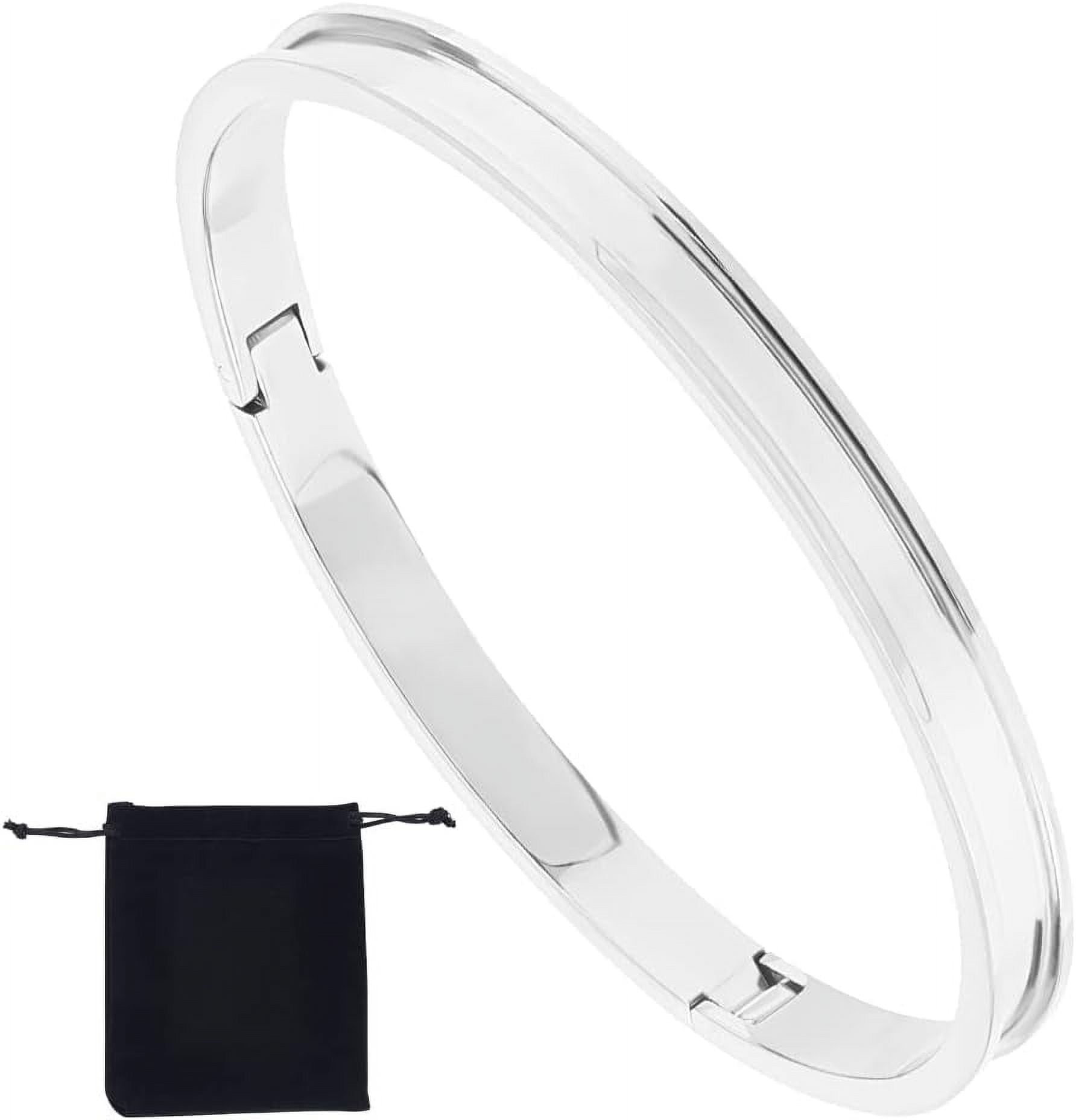 1 set 1pc Stainless Steel Grooved Bangles DIY Leather Inlay Bangles ...