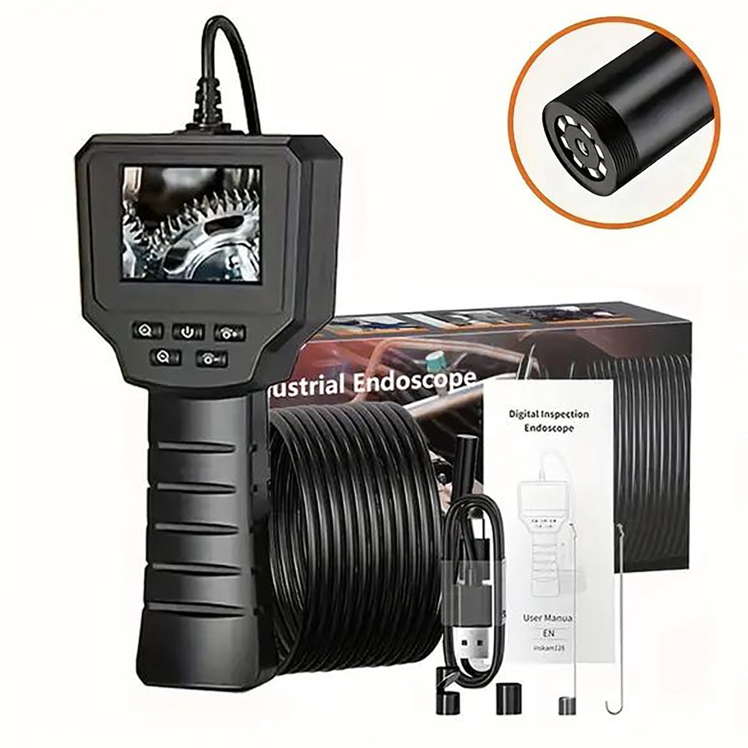 1 set 2.4 inch screen industrial borescope camera, HD1080P pipe sewer ...