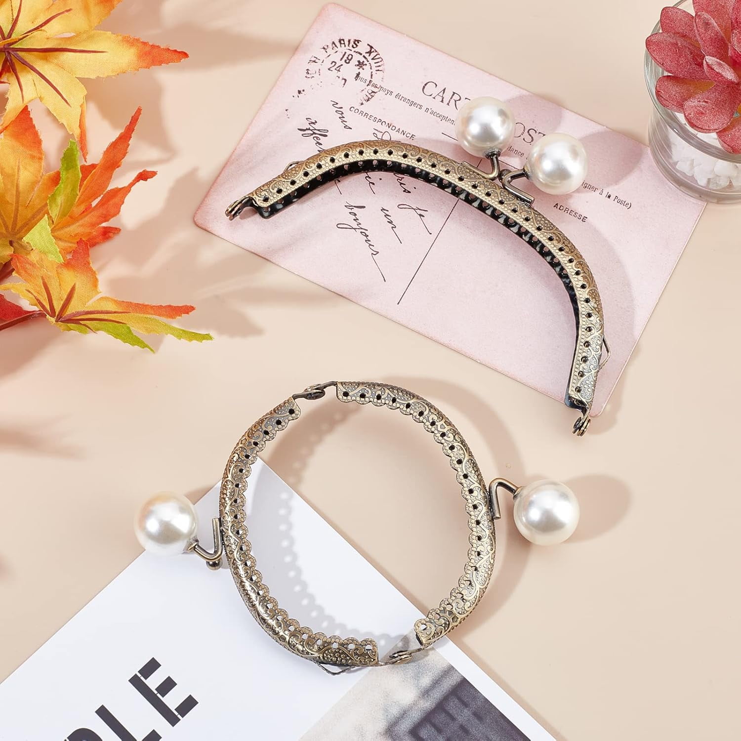 1 set 2 Sizes Metal bag Clasp Frames Purse Kiss Clasp Lock Semicircular ...