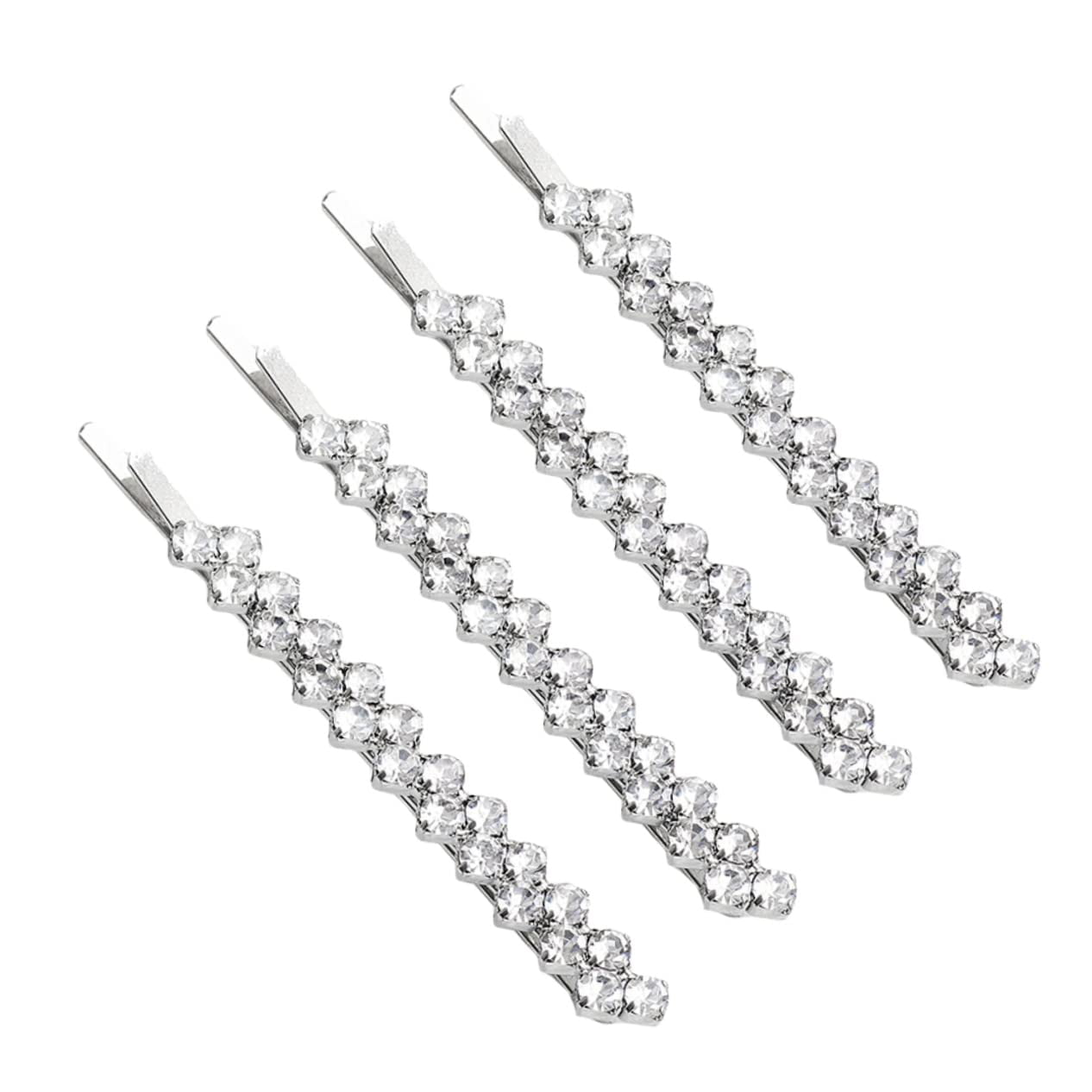 1 set 2 pairs Silver Metal Pins Beautiful Barrettes Shinny Decorative ...