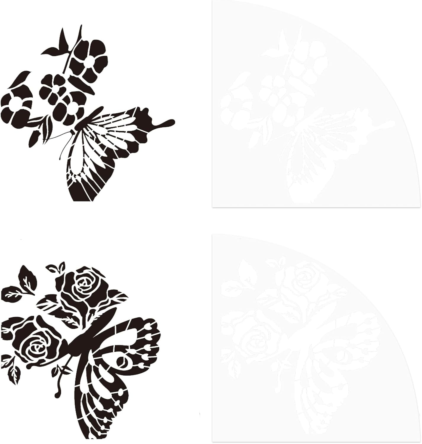 1 set 2 pcs Butterfly Flower Acrylic Sleeve Stencil Plastic Painting ...
