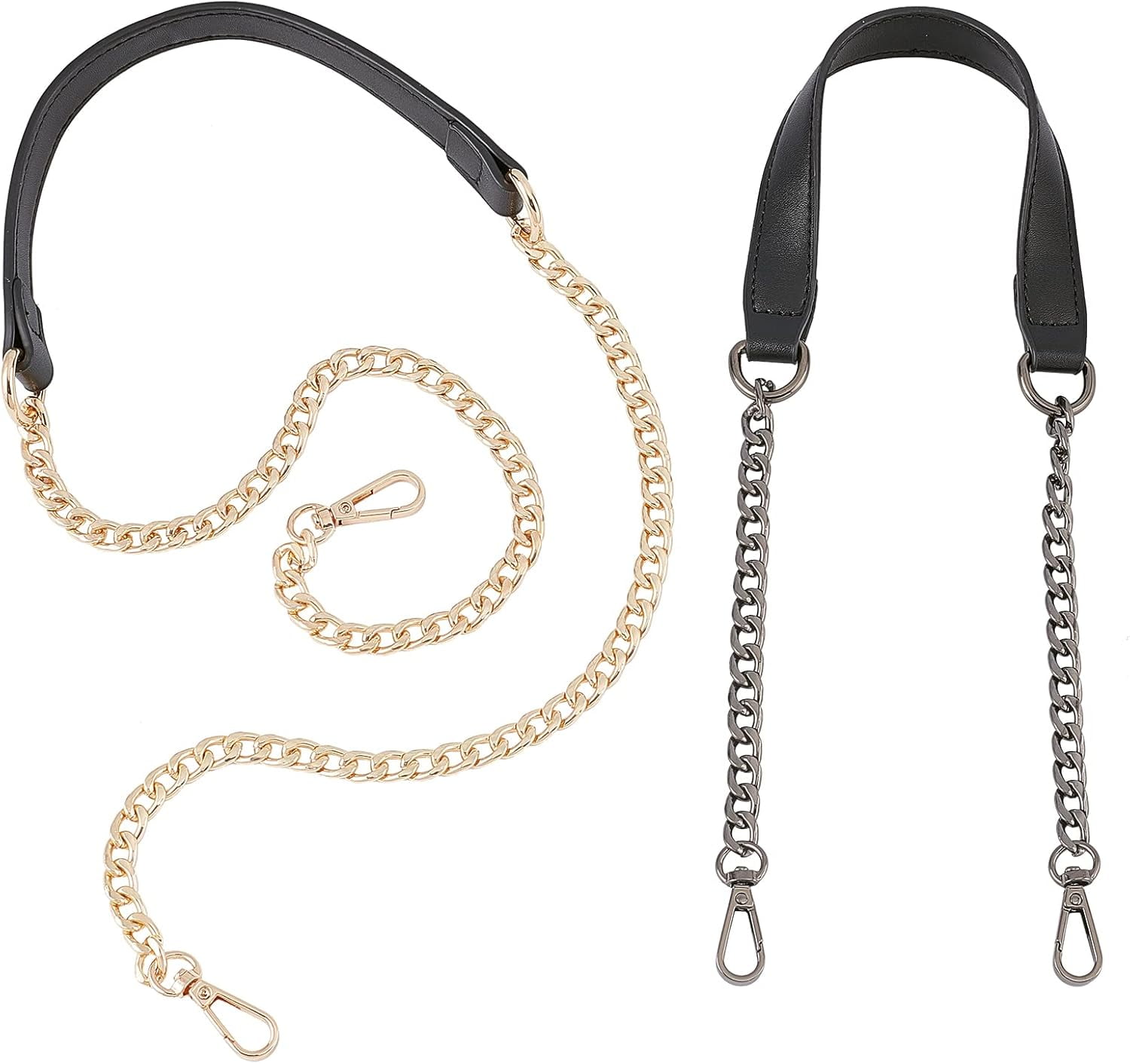 1 set 2 styles Purse Chain Strap Replacement Leather Metal Cross Body ...