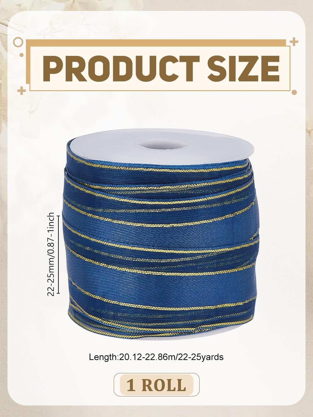 1 set 22~25 Yards Solid color Organza Ribbons Golden Wired Edge Ribbon ...