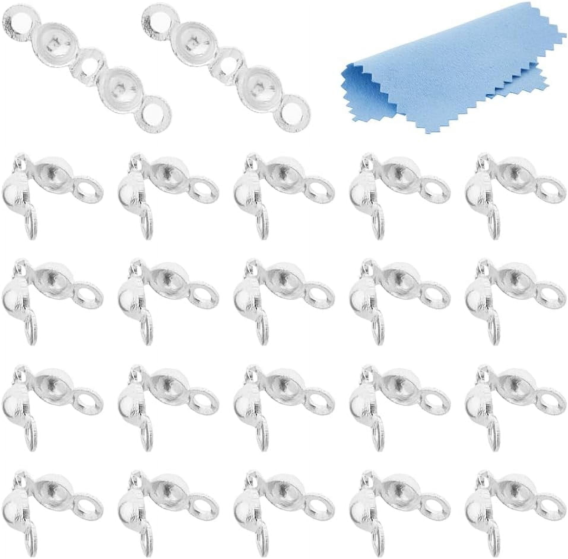 1 set 25pcs 925 Sterling Silver Bead Tips Knot Covers 1pc Suede Fabric ...