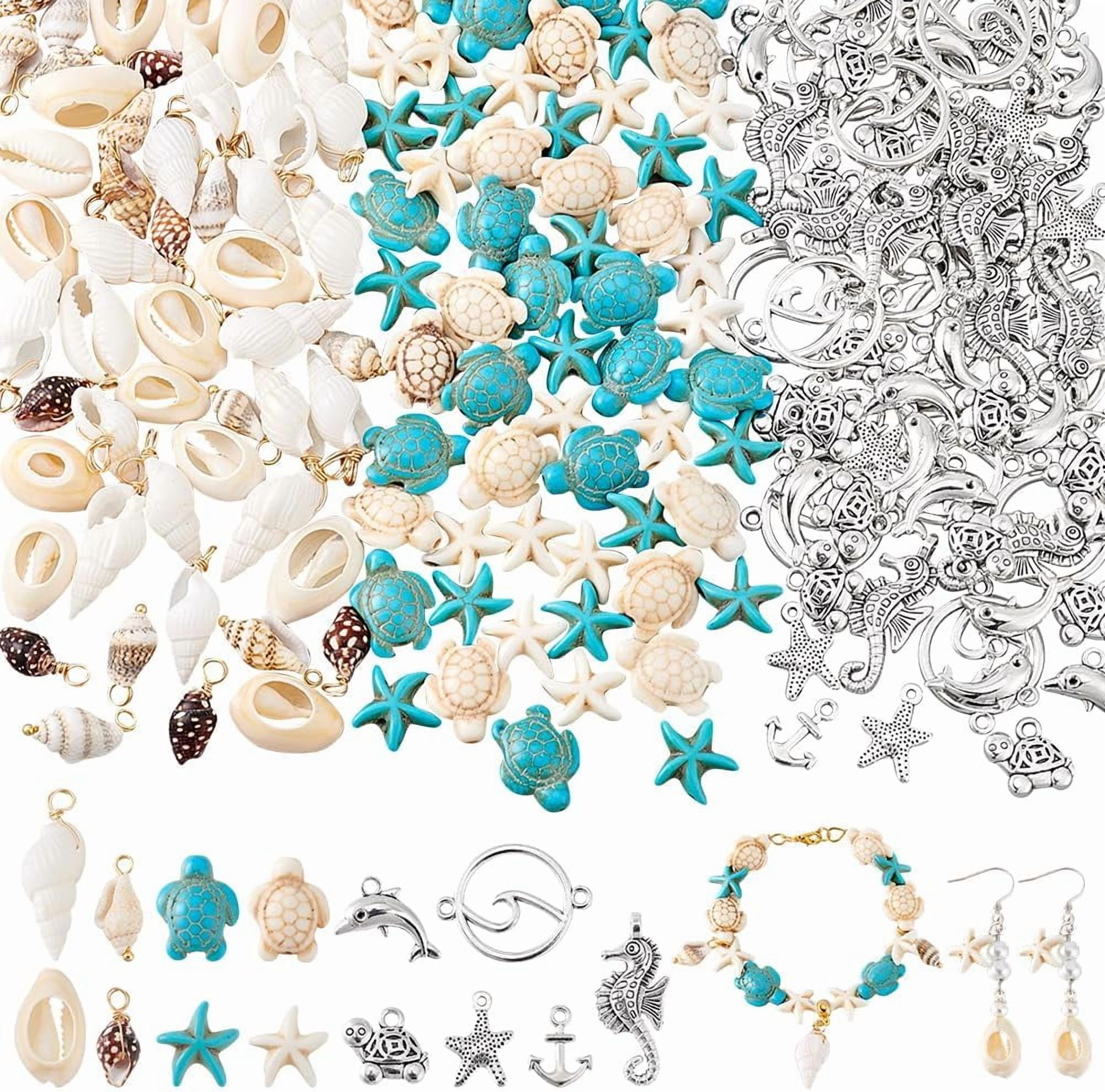 1 set 280pcs Ocean Seashell Pendants Kit Spiral/Cowrie Shell Pendants ...