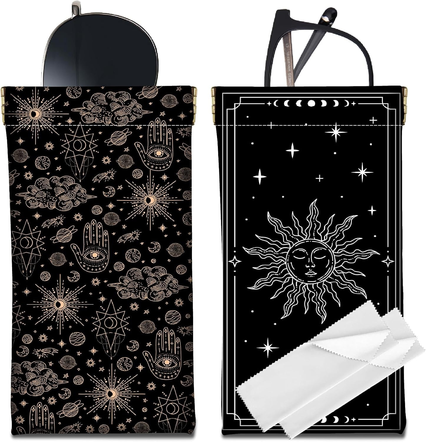 1 set 2pcs 2 styles PU Leather Rectangle Eyeglass Cases Eyeglass ...