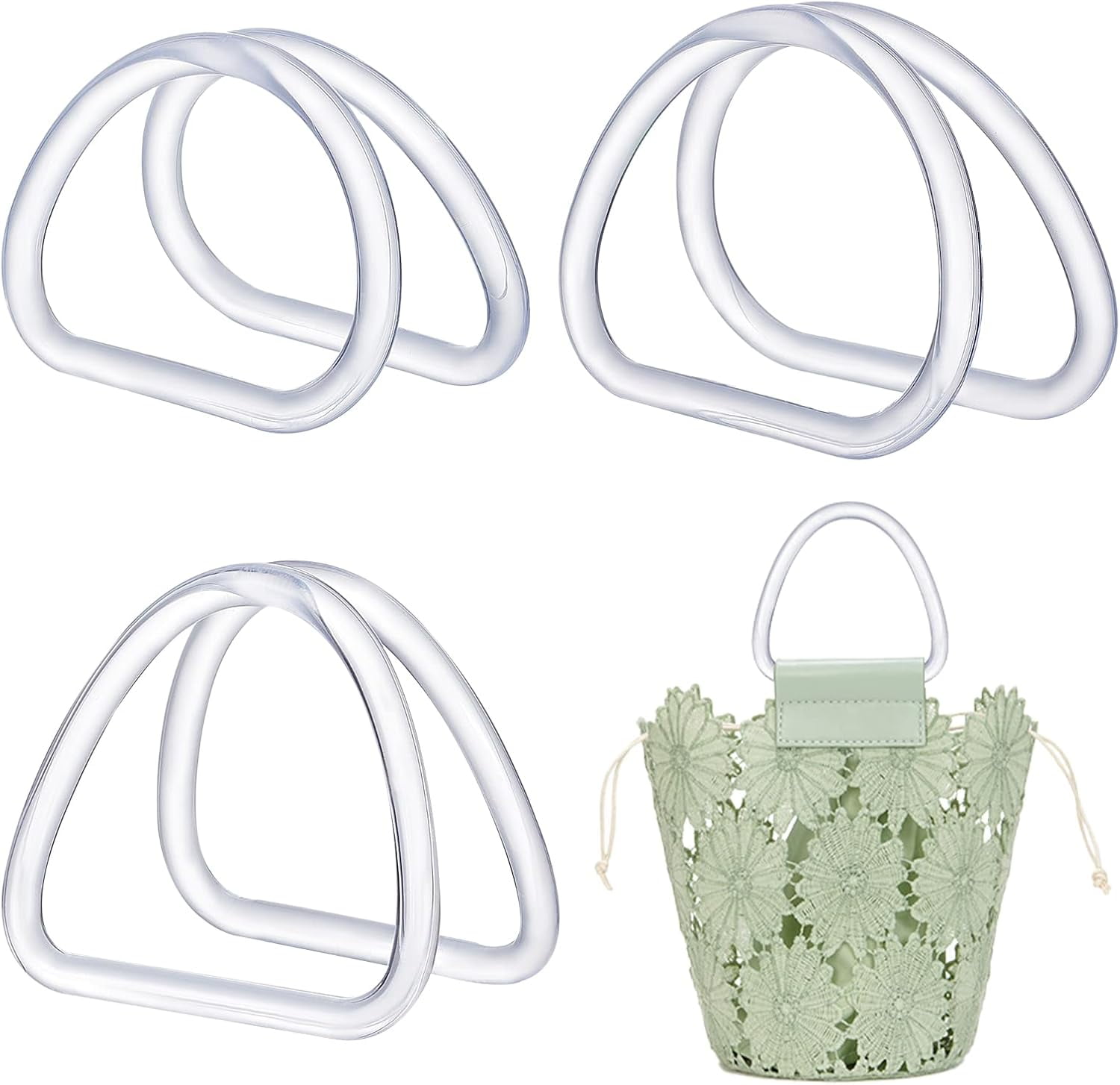 1 set 3 Sizes D Shape Handbag Handles 6pcs Clear Handles Replacement ...