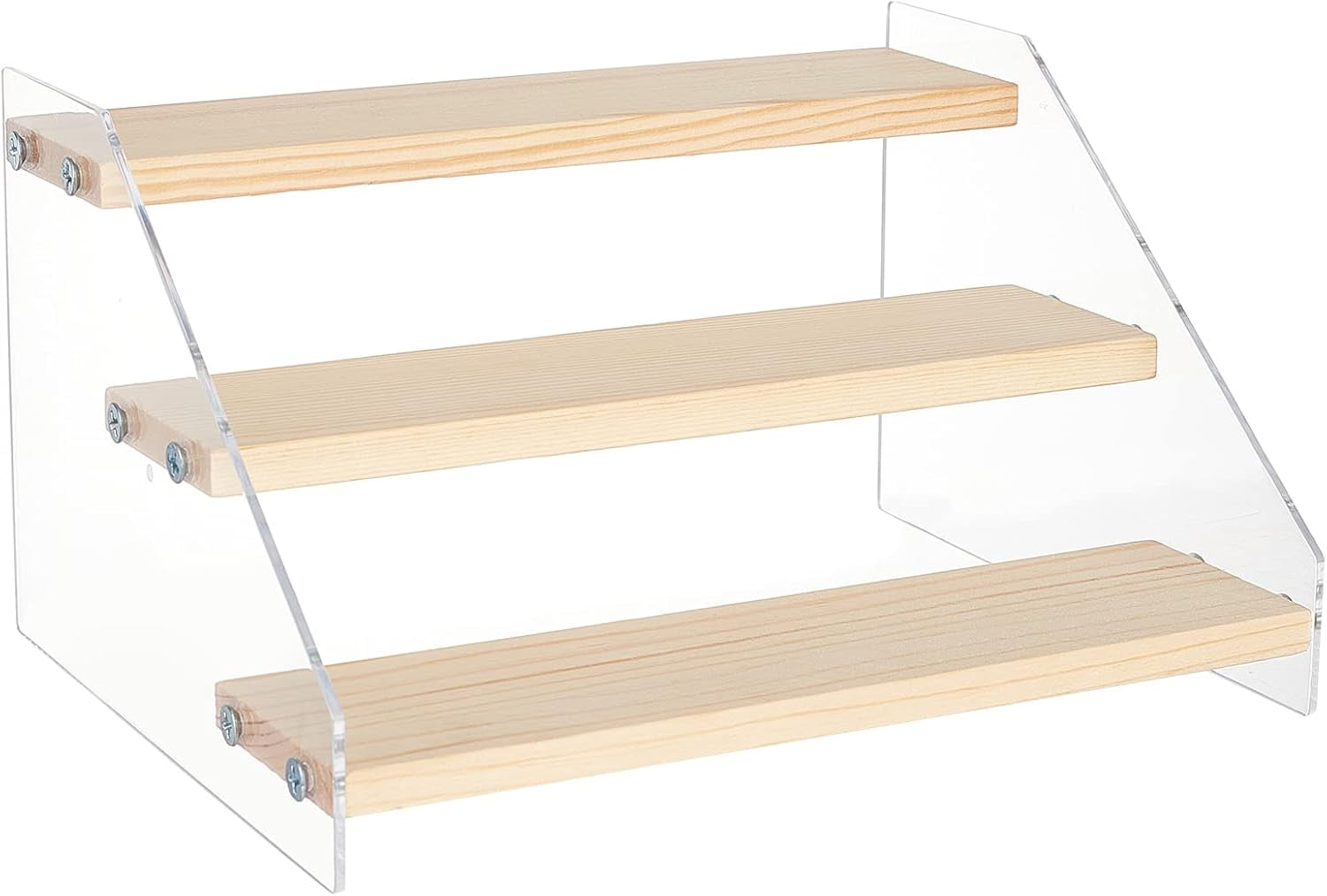 1 set 3-Step Acrylic Tiered Display Stand Wood Display Stands Showing Stand Clear Display Shelf ...