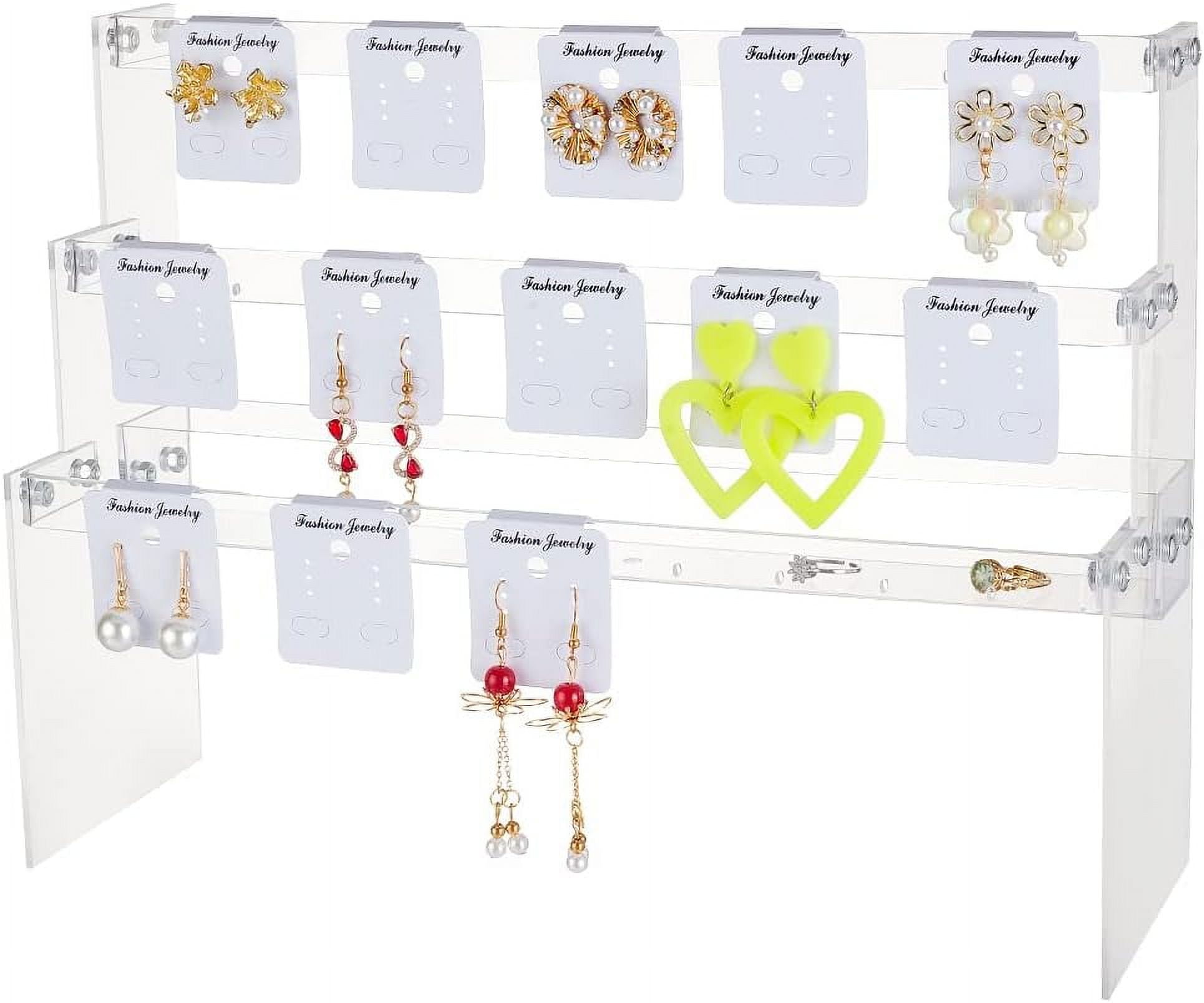 1 set 3-Tier Assembled Acrylic Earring Display Stands Earring Organizer ...